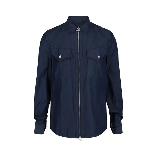 FERRAGAMO Denim Zip-up Shirt