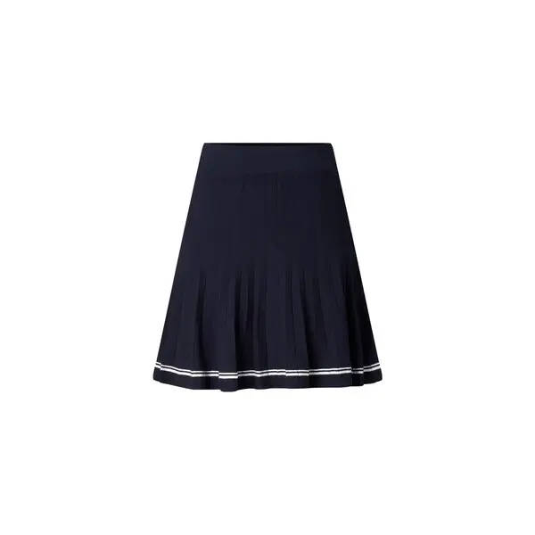 Bogner Knitted Pleated Skirt - Navy Blue