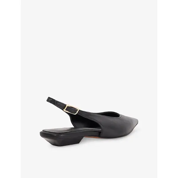 DUNE Leather Heeled Slingback Courts