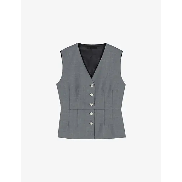 Maje Jewel-embellished Wool-blend Vest