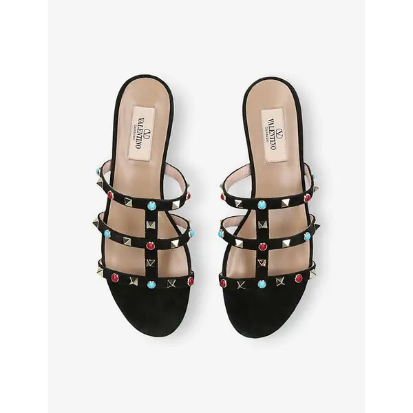 Valentino Garavani Rockstud Leather Flat Slides
