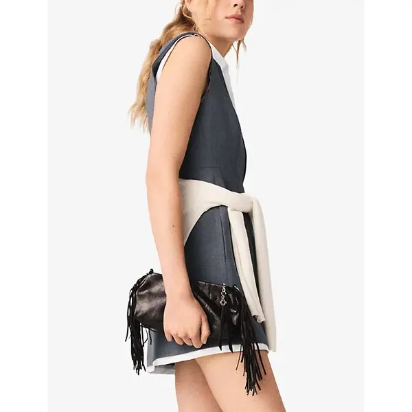 Maje Layered-effect Sleeveless Wool-blend Mini Dress