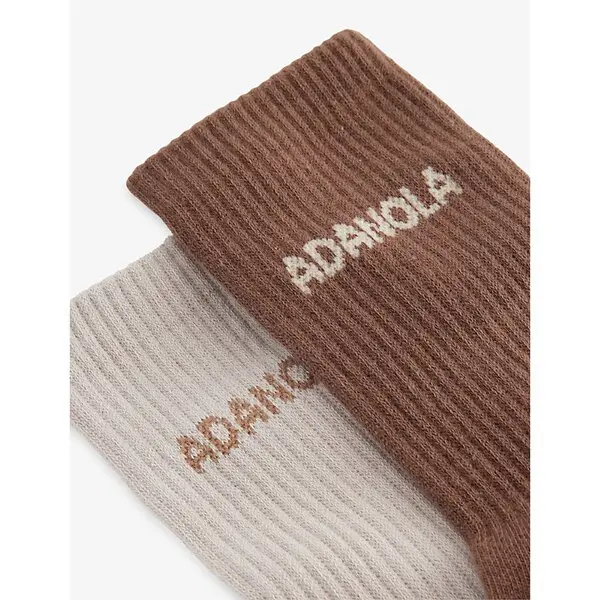 ADANOLA Logo-pattern Cotton-blend Crew Socks