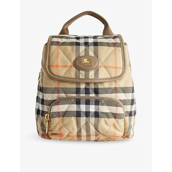 Burberry Mini Horseshoe Checked Woven Backpack