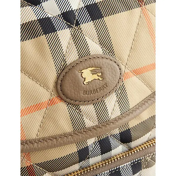 Burberry Mini Horseshoe Checked Woven Backpack
