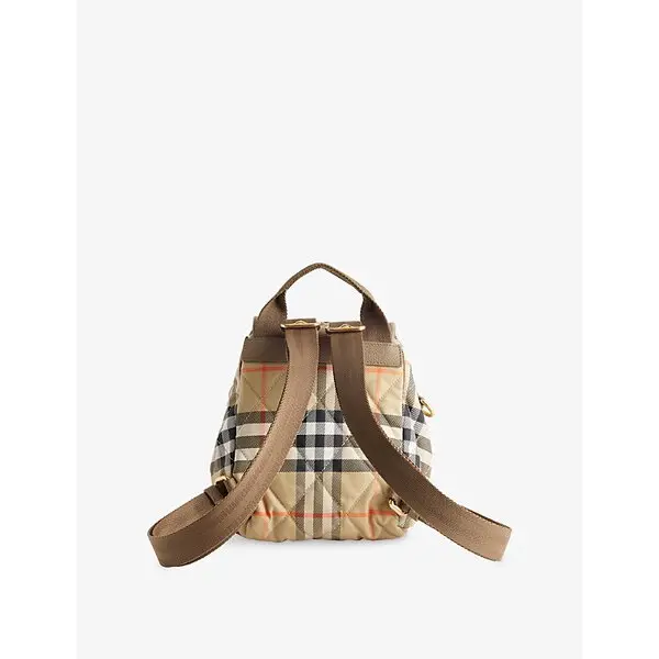 Burberry Mini Horseshoe Checked Woven Backpack
