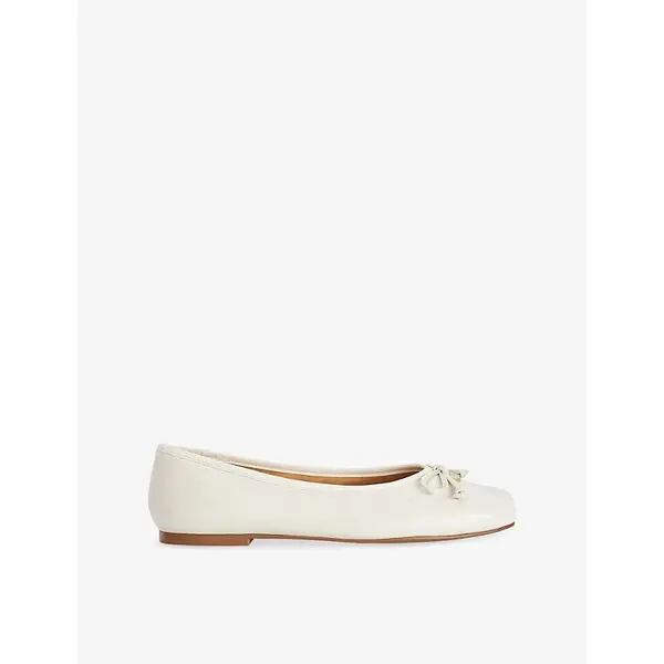 DUNE Harllowe Leather Ballet Flats - Ecru Leather
