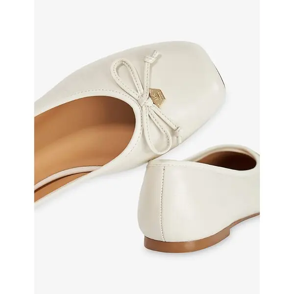 DUNE Harllowe Leather Ballet Flats - Ecru Leather