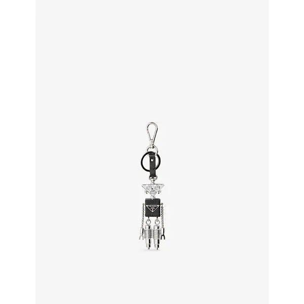 Prada Robot Saffiano Leather Keychain Charm - Gold/silver