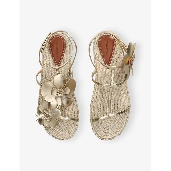 Zimmermann Orchid Leather Espadrille Sandals