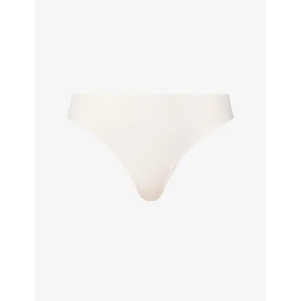 Hanro Invisible Mid-rise Stretch-cotton Thong - Powder