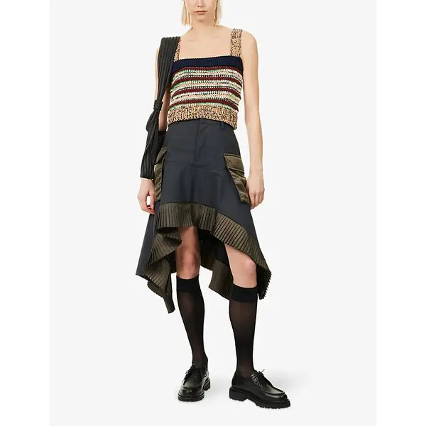 Sacai Mixed-knit Sleeveless Top