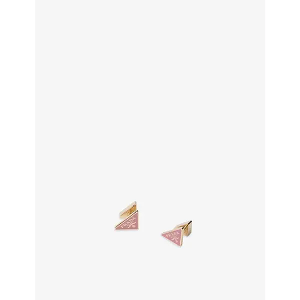 Prada Enamelled Metal Triangle Earrings - Gold/silver