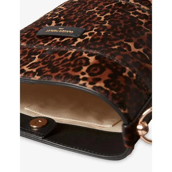 Claudie Pierlot Solveig Leopard Leather Shoulder Bag