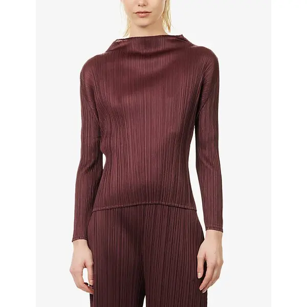 Issey Miyake High-neck Pleated Top