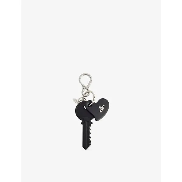 VIVIENNE WESTWOOD Heart Leather Keyring - Black