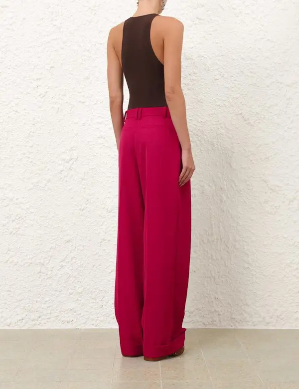 ZIMMERMANNWEAR Luna Wool Slouch Pant - Fuchsia