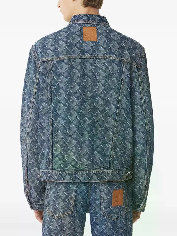 LANVIN Monogram-jacquard Denim Jacket - Blue