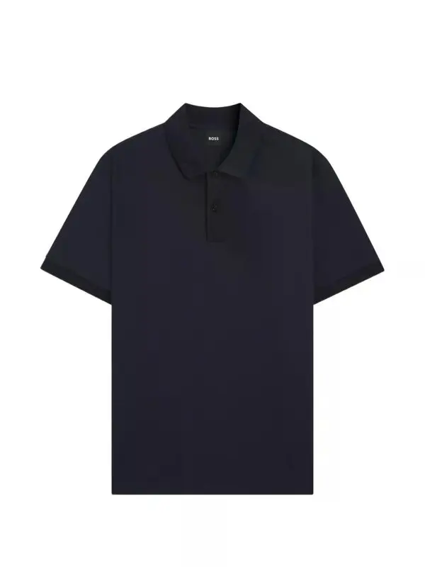 BOSS Monogram-placket Polo Shirt In A Cotton Blend - Blue