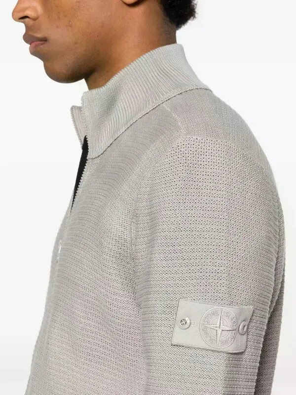 Stone Island 5100048 Cotton Cashmere S.i. Ghost Zip-up Sweatshirt