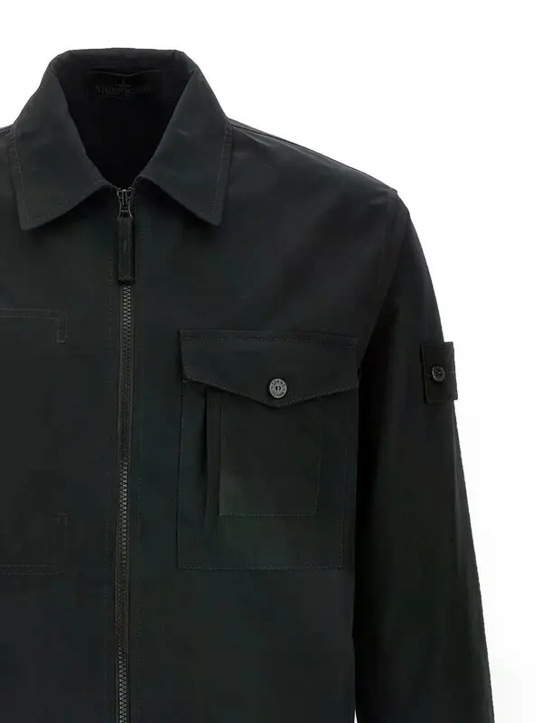 Stone Island Ghost Zipped Shirt Jacket - Black