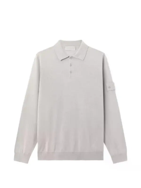 Stone Island Ghost Buttoned Long-sleeve Polo Shirt - Grey