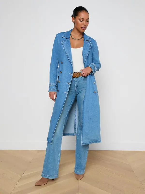 L'Agence Bradley Denim Trench Coat - Anaheim