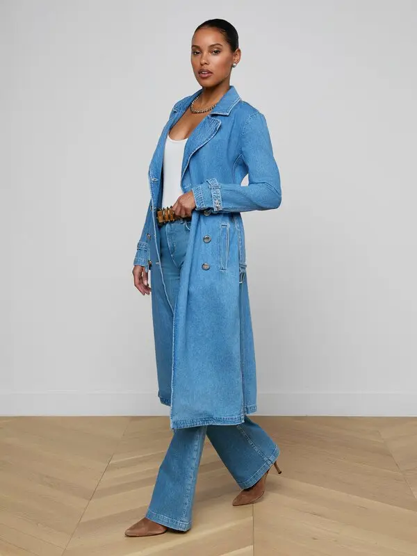 L'Agence Bradley Denim Trench Coat - Anaheim