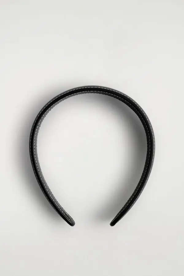 Cos Topstitched Leather Headband - Black