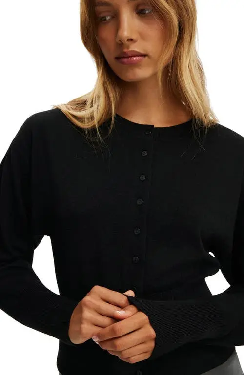 COTTON ON Sara Button Cardigan - Black