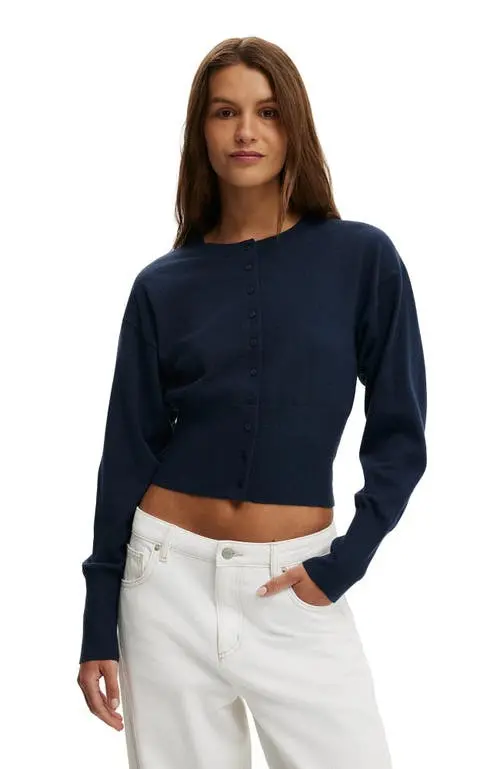 COTTON ON Sara Button Cardigan - Collegiate Navy