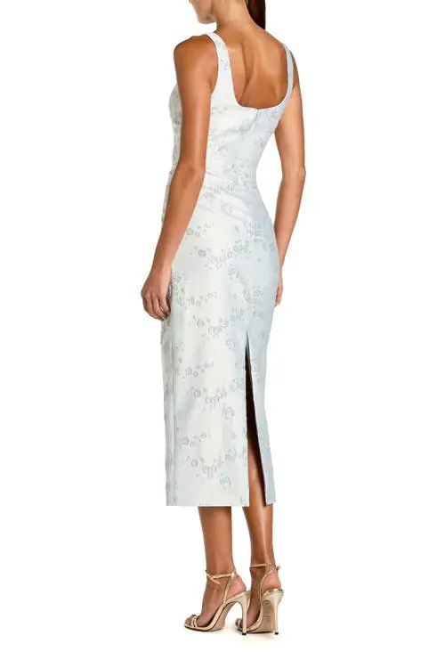 Mac Duggal Brocade Scoop Neck Midi Dress