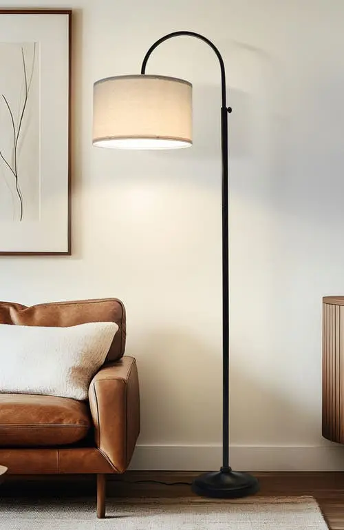 BRIGHTECH Nora 68" Height-adjustable Black Led Arc Floor Lamp