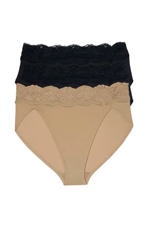 SKARLETT BLUE Divine Lace Trim French Cut Brief 3-pack - Black/black/nylon