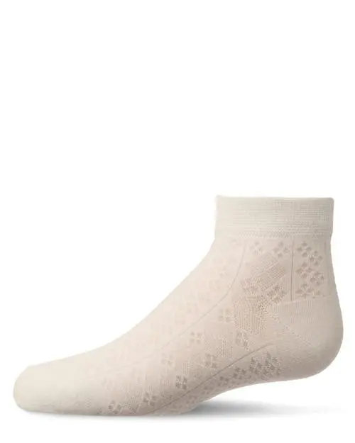 MEMOI Diamond Knit Patterned Ankle Socks - Winter White