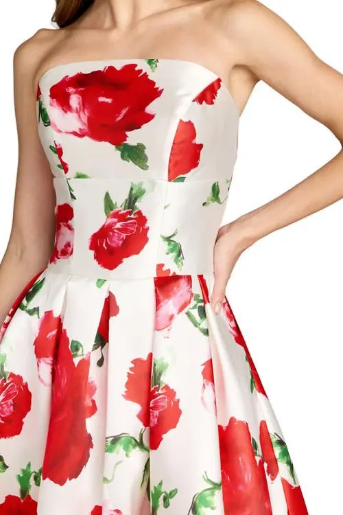 Mac Duggal Floral Printed A-line Midi Dress