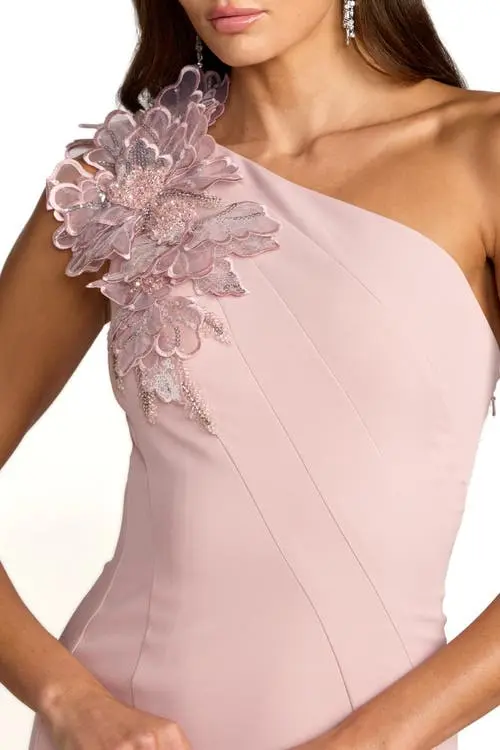 Mac Duggal One-shoulder Crepe Trumpet Midi Dress