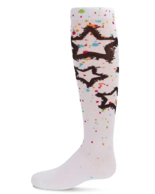 MEMOI Graffiti Star Knee-high Socks - White