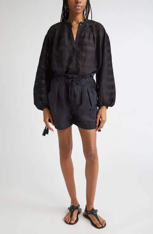 Isabel Marant Étoile Polly Lace & Eyelet Trimmed Cotton Pintuck Top