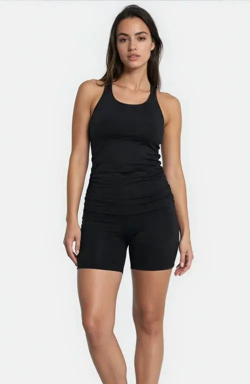 CALYPSA Tankini Swim Top With Swim Shorts Set - Black
