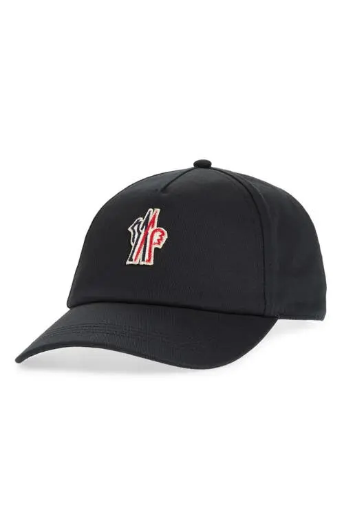 Moncler Logo Patch Cotton Twill Baseball Cap - Black