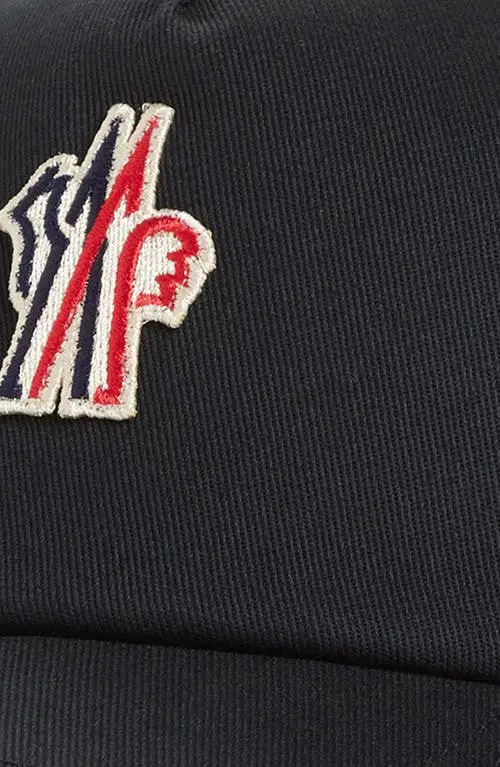 Moncler Logo Patch Cotton Twill Baseball Cap - Black