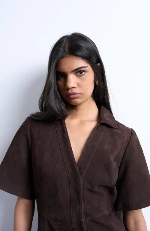 Topshop Suede Mini Shirtdress