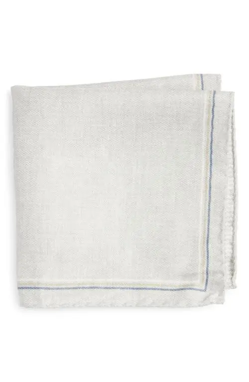 JACK VICTOR Crestwool Solid & Houndstooth Check Reversible Silk Pocket Square - Grey