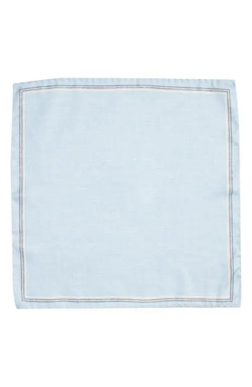 JACK VICTOR Crestwool Solid & Houndstooth Check Reversible Silk Pocket Square - Light Blue