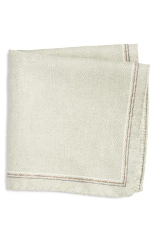 JACK VICTOR Crestwool Solid & Houndstooth Check Reversible Silk Pocket Square - Sage