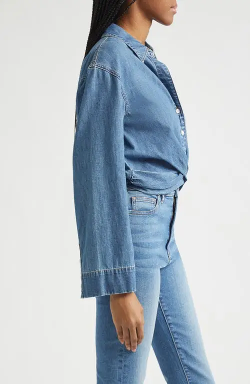 Veronica Beard Timothy Crop Twist Denim Shirt