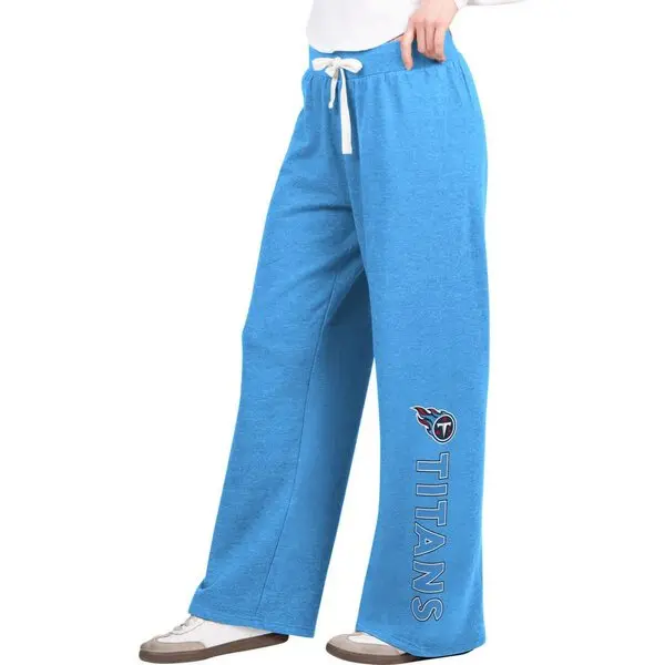 G-III 4HER BY CARL BANKS Tennessee Titans Printed Wide Leg Sweatpants - Light Blue