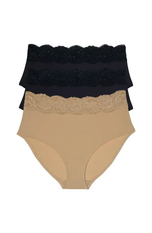 SKARLETT BLUE Divine Lace Trim Brief 3-pack - Black/black/nylon