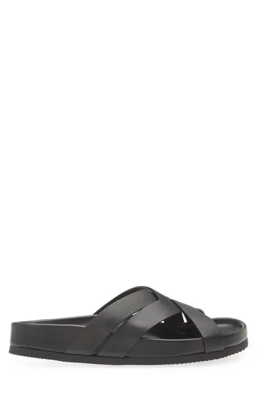 TOM FORD Crisscross Leather Slide Sandal - Black